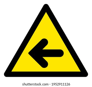 Raster Left Arrow Flat Warning Sign Stock Illustration 1952911126 ...