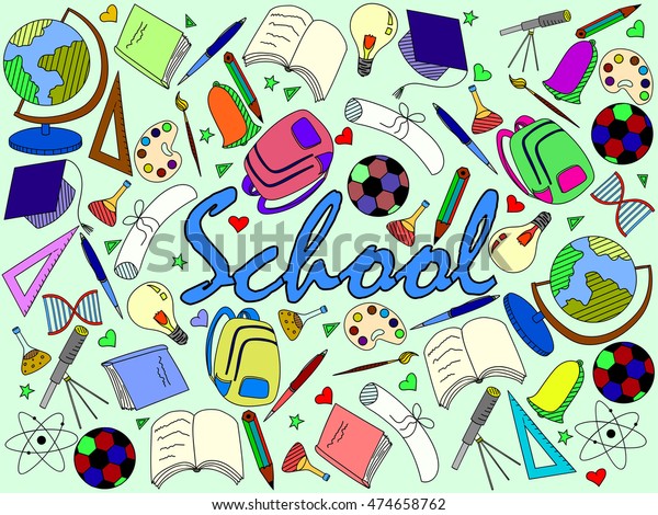 Raster Line Art Doodle Set Cartoon Stock Illustration 474658762 ...