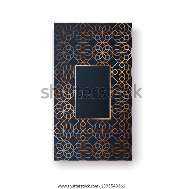 Raster Packaging Template Different Gold Geometric Stock Illustration ...