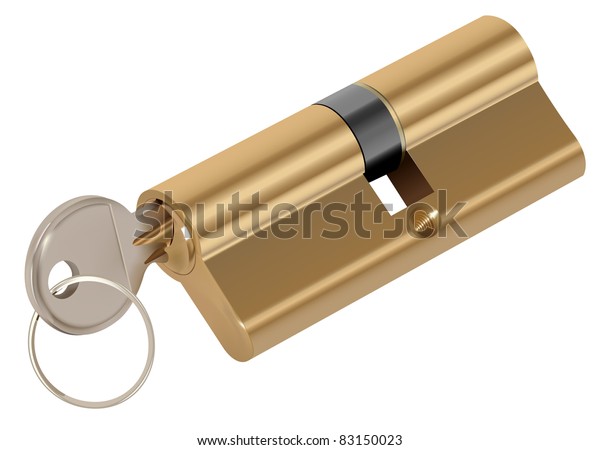 Raster Realistic Lock Key On White Stock Illustration 83150023 ...