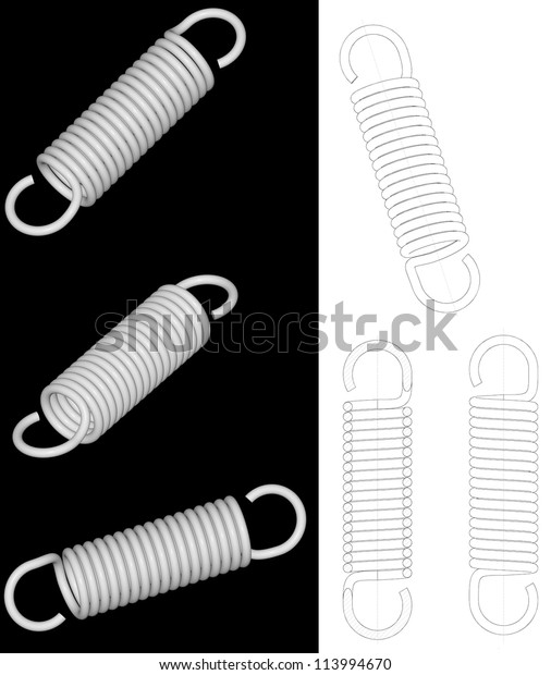 Raster Render Tension Spring Line Drawing Stock Illustration 113994670 ...