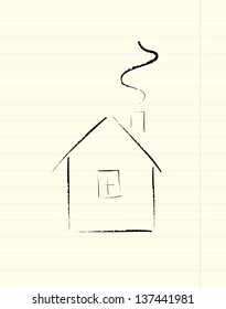 Raster Sheet Lined Paper House Sketch Stock Illustration 137441981 ...