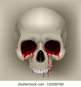 Vektor Stok Bleeding Human Skull Cool Illustration Design (Tanpa ...