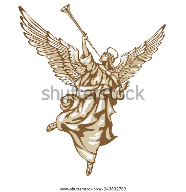 Raster Version Blowing Angel Running Across Stock Illustration ...