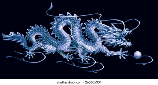 Raster Version Blue Dragon Moving Horizontally Stock Illustration 266605337