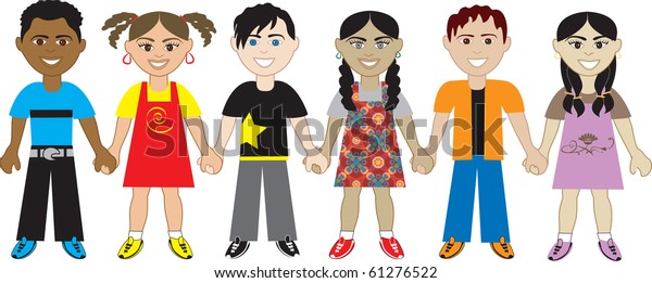 Raster Version Children Around World Holding Stock Illustration ...