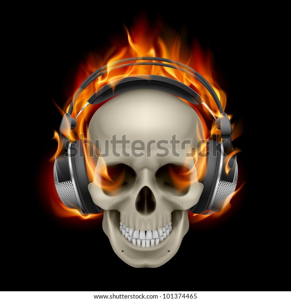 Raster Version Cool Illustration Flaming Skull Stock Illustration ...