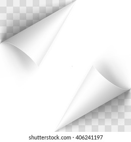 Curled White Papers Corners Transparent Background Stock Vector ...