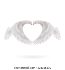 Two White Doves Makes Shape Wings: vector de stock (libre de regalías ...