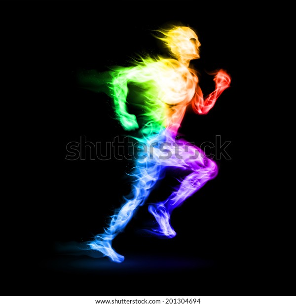 Raster Version Fiery Running Man Motion Stock Illustration 201304694 ...
