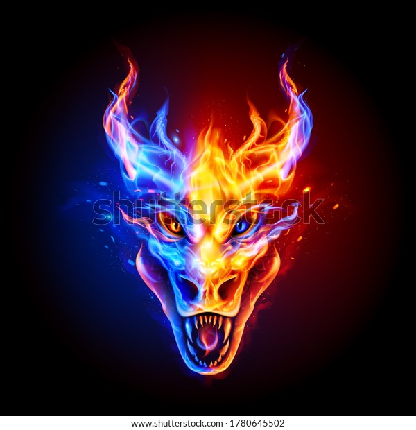 Raster Version Fire Dragon Head Blue Stock Illustration 1780645502 ...