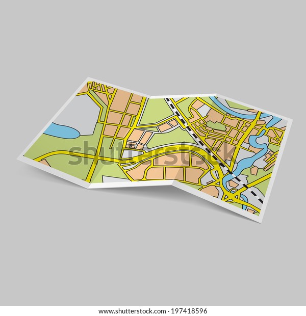 Raster Version Illustration City Map Booklet Stock Illustration ...