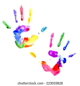 Left Right Handprints Painted Different Colors Stock Vector (Royalty ...