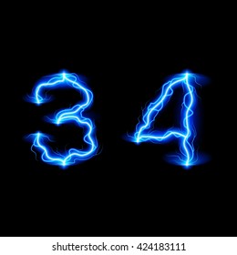 Numbers 3 4 Lighting Style Stock Vector (Royalty Free) 216243682