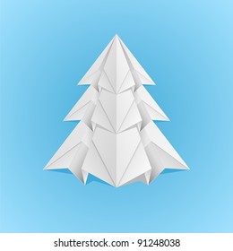 Raster Version Paper Christmas Tree Illustration Stock Illustration ...