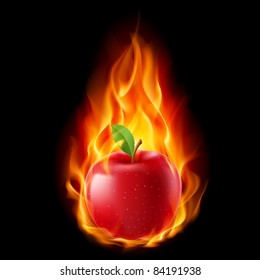 Red Apple Fire Illustration On Black Stock Vector (Royalty Free) 83922007