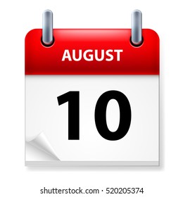 Tenth August Calendar Icon On White: เวกเตอร์สต็อก (ปลอดค่าลิขสิทธิ์ ...