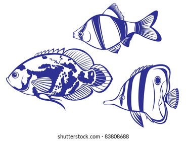 Raster Version Tropical Fish Set 2 Stock Illustration 83808688 ...
