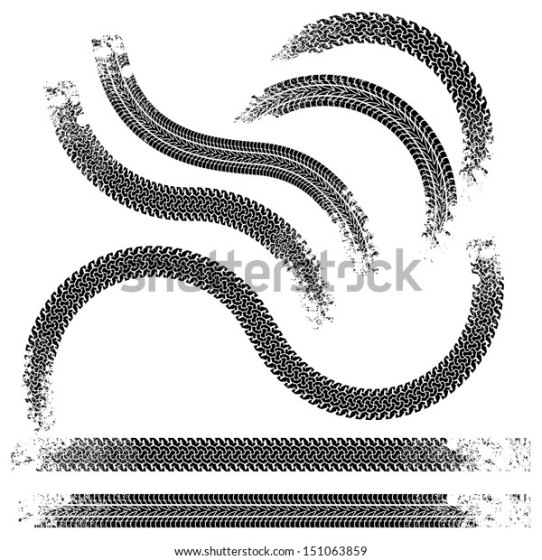 Raster Version Vector Collection Traces Tiresblack Stock Illustration ...