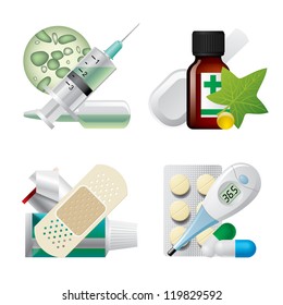 Raster Version Vector Set Medical Icons Stock Illustration 119829592 ...