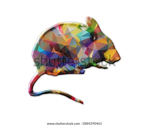 Rat Mouse Low Poly Multicolored Retro Stock Illustration 1884290461