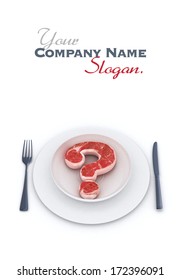 Raw Meat Question Mark Shape On Stock Illustration 172396091