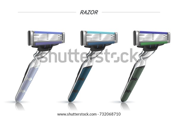 Razor Mockup Set Three Different Colors Stock Illustration 732068710 ...