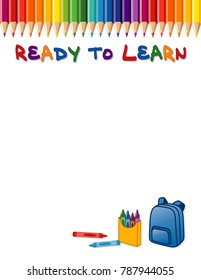 Ready Learn School Poster Rainbow Colored: vector de stock (libre de ...
