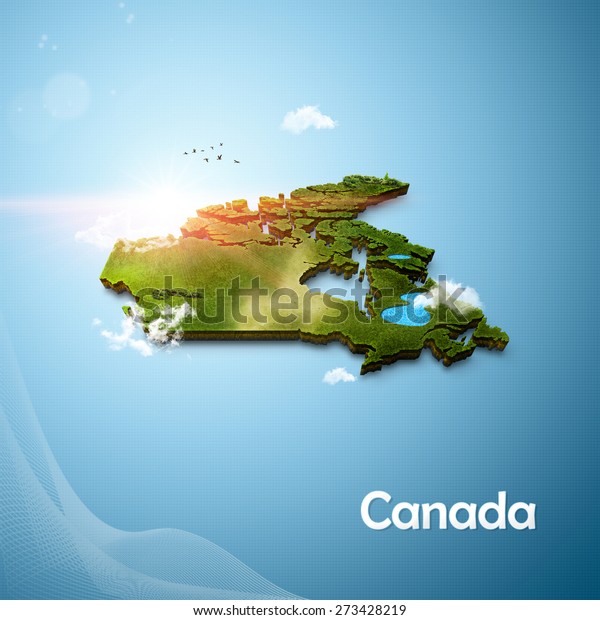 Realistic 3d Map Canada Stock Illustration 273428219