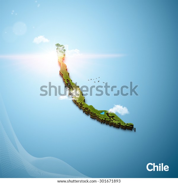 Mapa 3D realista de Chile