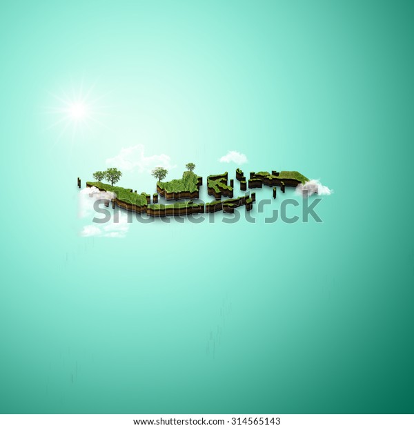 Realistic 3d Map Indonesia Stock Illustration 314565143