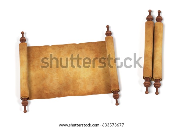 Realistic 3d Render Scrolls 스톡 일러스트 633573677