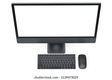 Realistic Dark Grey Computer Screen Display Stock Illustration ...
