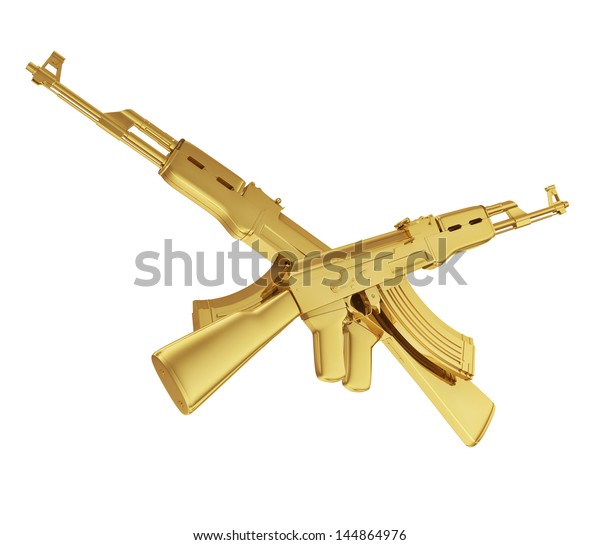 A realistic rendering of 2 crossed machine guns (AK 47) isolated on ...