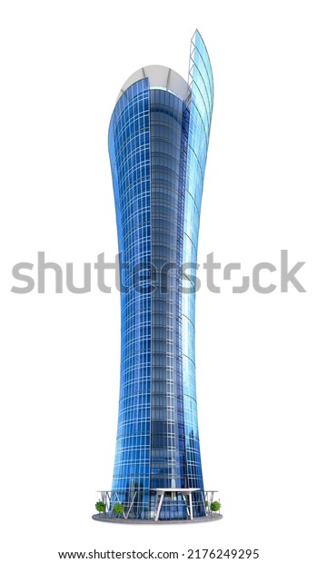 Realistic Skyscraper Building Isolated On White Stock Illustration ...