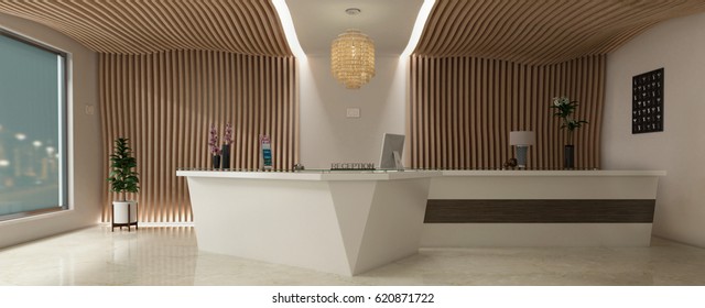 Reception Hotel 3d Rendering Stock Illustration 620871722 | Shutterstock