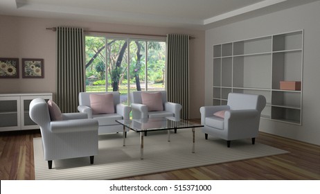 Reception Room 3d Rendering Stock Illustration 515371000 | Shutterstock