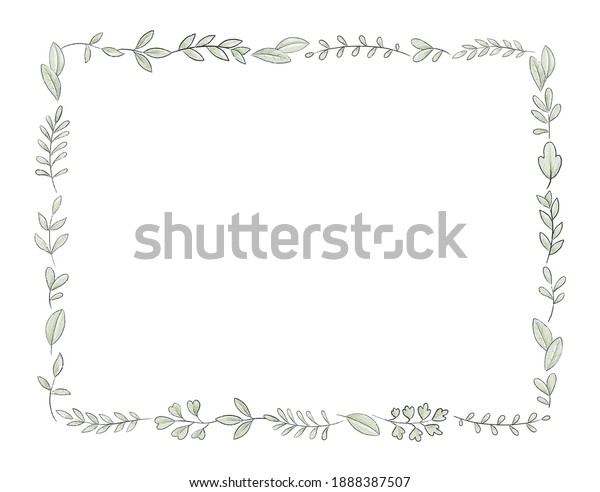 Rectangle Frame Varied Simple Small Leaves Stock Illustration 1888387507