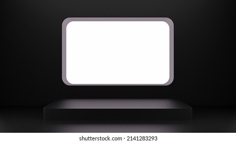 Rectangle Rounded Corners Black Wall Pedestal Stock Illustration ...
