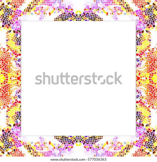Rectangular Frame Symmetrical Stained Glass Colorful Stock Illustration ...