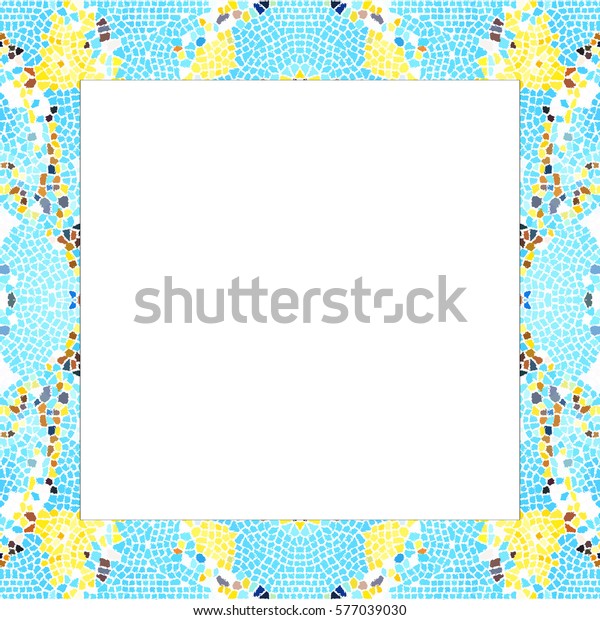 Rectangular Frame Symmetrical Stained Glass Colorful Stock Illustration ...