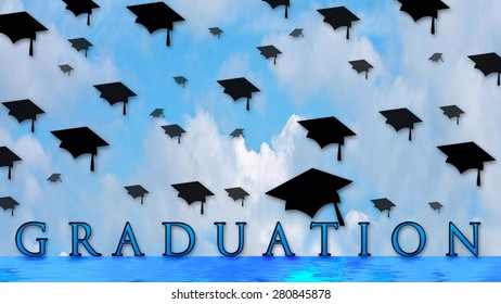 Rectangular Graphic Celebrating Graduation Graduation Hats Stock ...