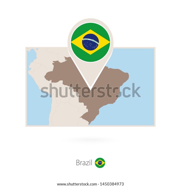 Rectangular Map Brazil Pin Icon Brazil Stock Illustration 1450384973 ...