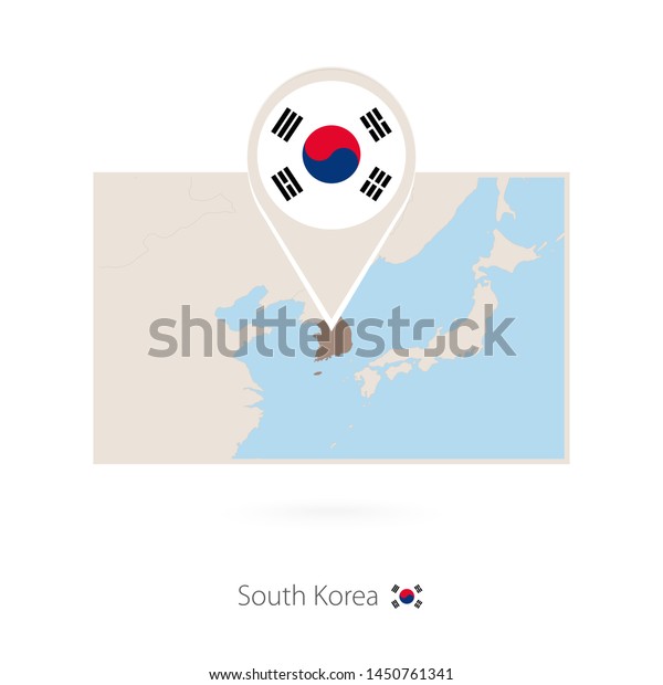 Rectangular Map South Korea Pin Icon Stock Illustration 1450761341 ...