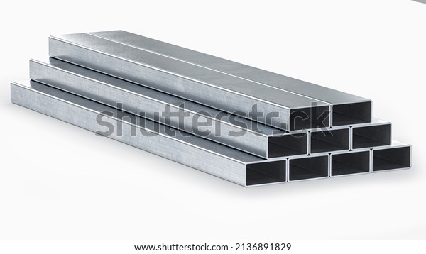 Rectangular Metal Profile Isolated On White Stock Illustration ...