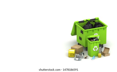 Recycling Concept 3d Render Garbage Container Stock Illustration ...