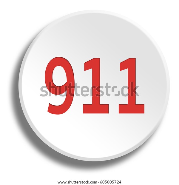 Red 911 Round White Button Shadow Stock Illustration 605005724 ...