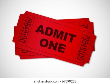 Red Admit One Tickets Stock Vector (Royalty Free) 73439254