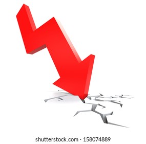 Red Arrow Falling Down Ground Stock Illustration 158074889