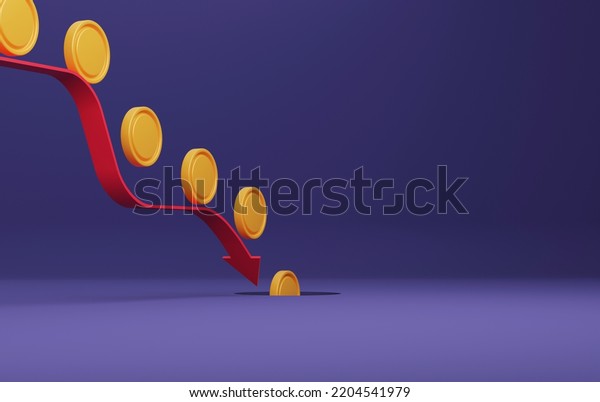 Red Arrow Graph Pointing Down Apile: ภาพประกอบสต็อก 2204541979 ...